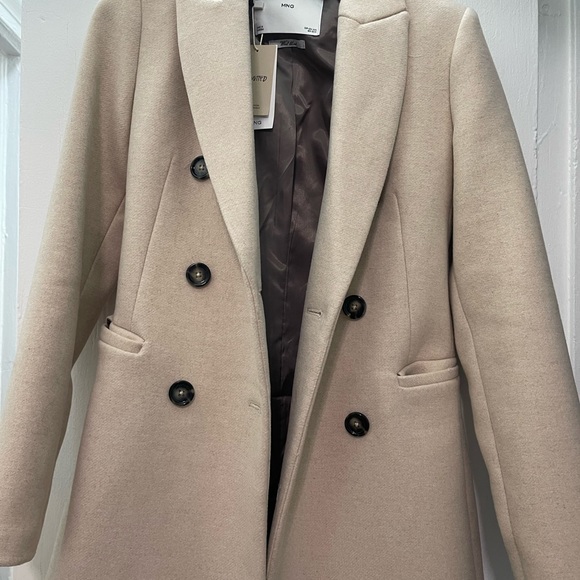 Mango | Jackets & Coats | Nwt Mango Double Breasted Wool Blend Coat ...